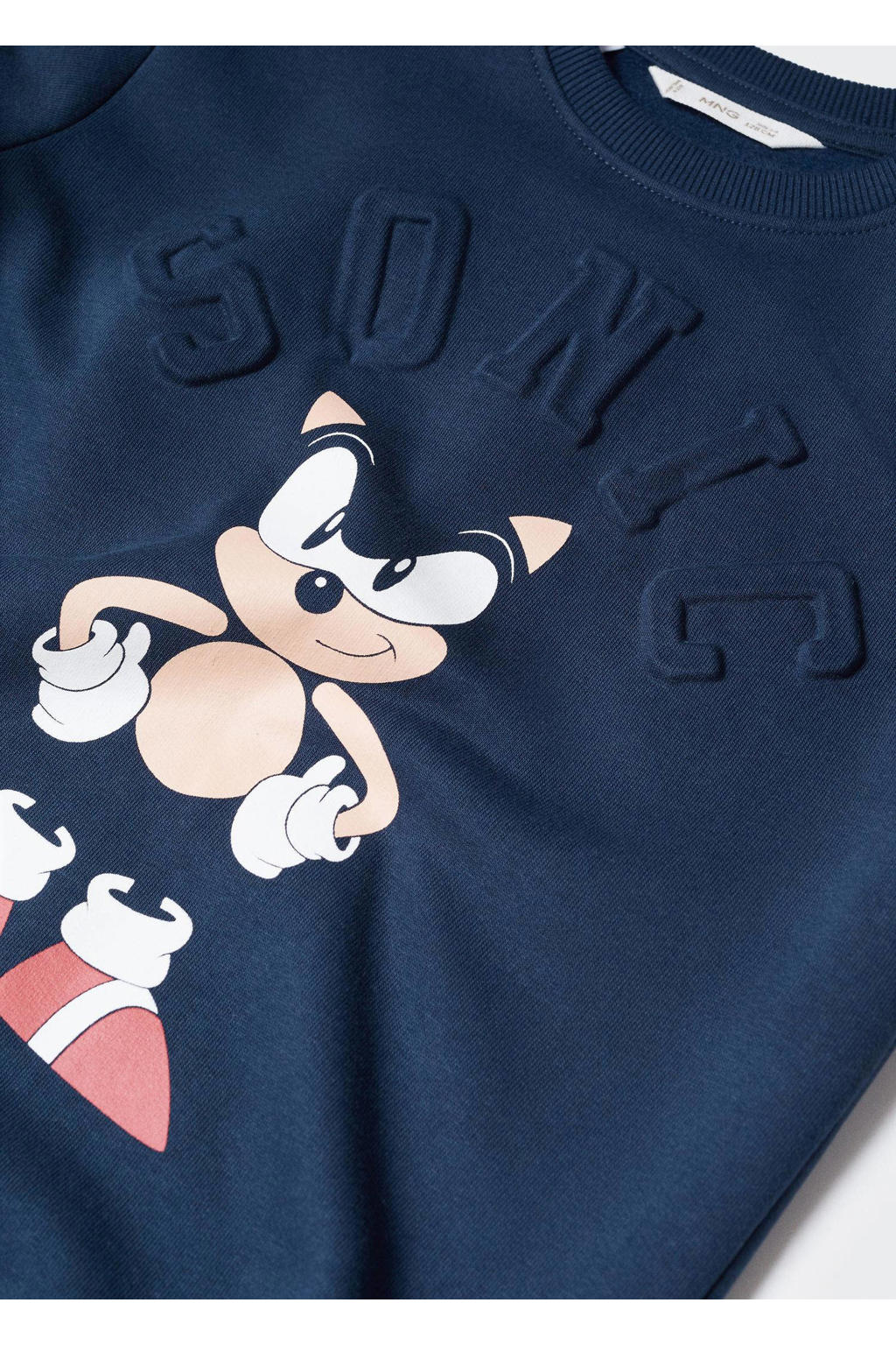 Mango Kids Sonic sweater met printopdruk marine | wehkamp