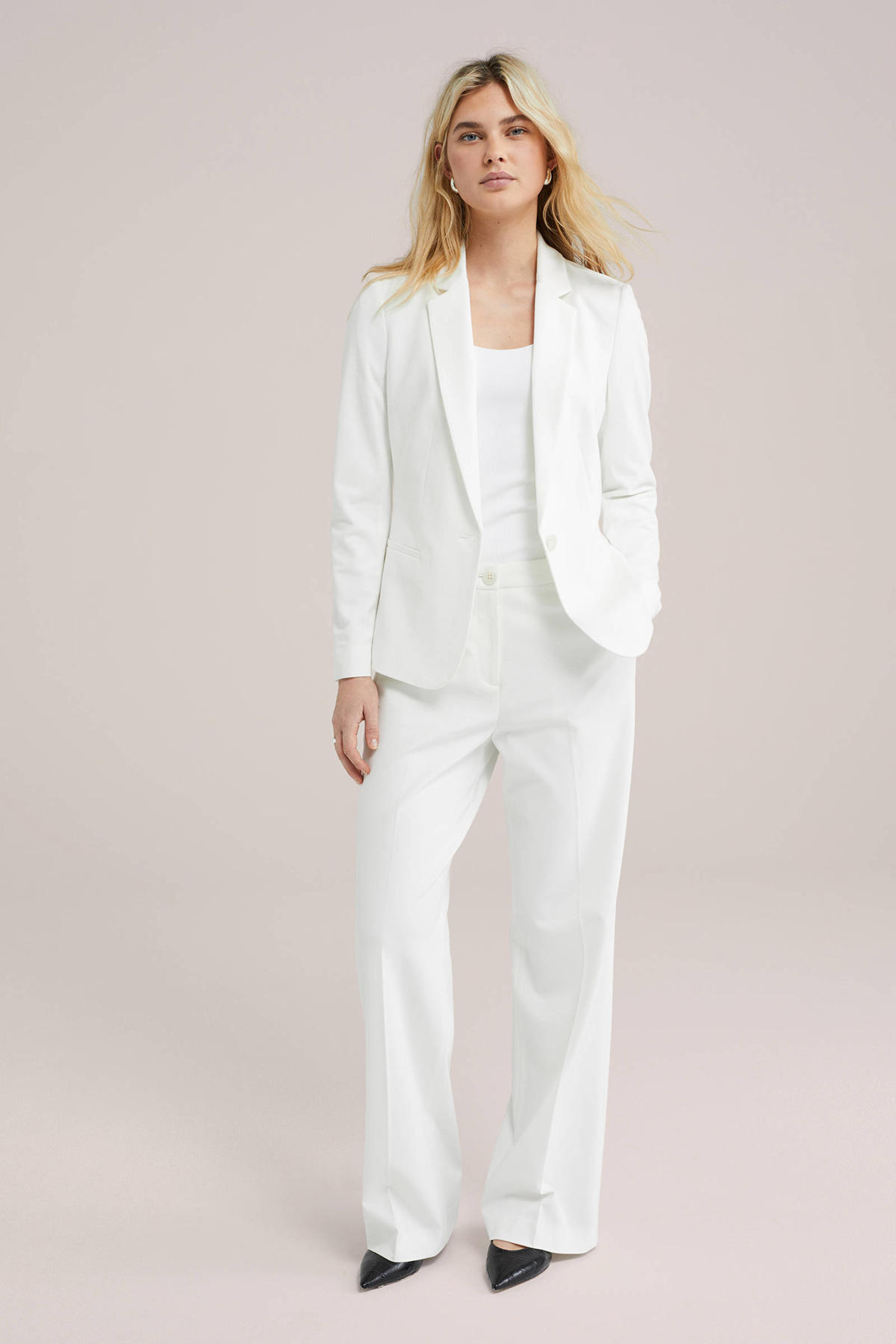 jersey getailleerde blazer Liz wit | wehkamp