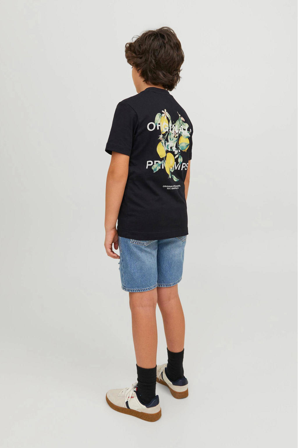 JACK & JONES JUNIOR T-shirt JORFLORES met backprint zwart | wehkamp