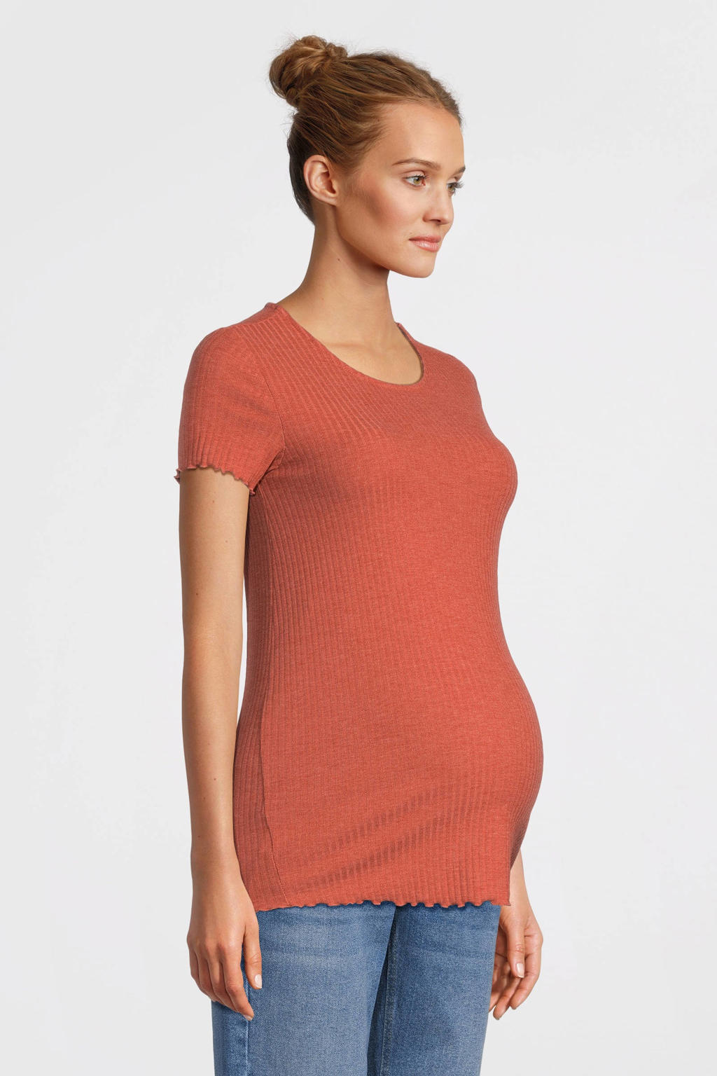 ONLY MATERNITY ribgebreide zwangerschapstop Emma brique | wehkamp