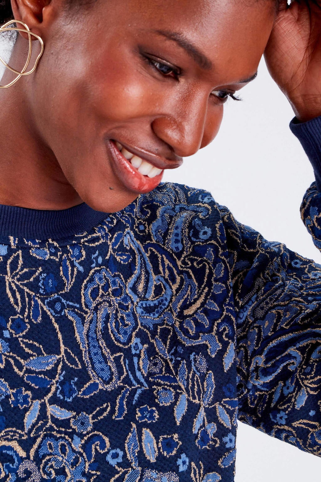 Cache Cache sweater met all over print marine/zwart/goud | wehkamp