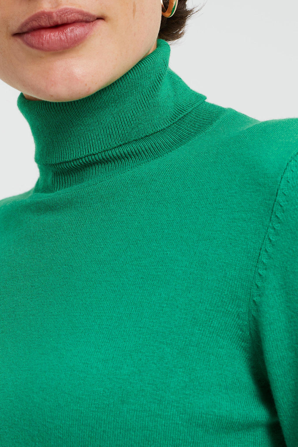 WE Fashion fijngebreide trui met wol groen | wehkamp