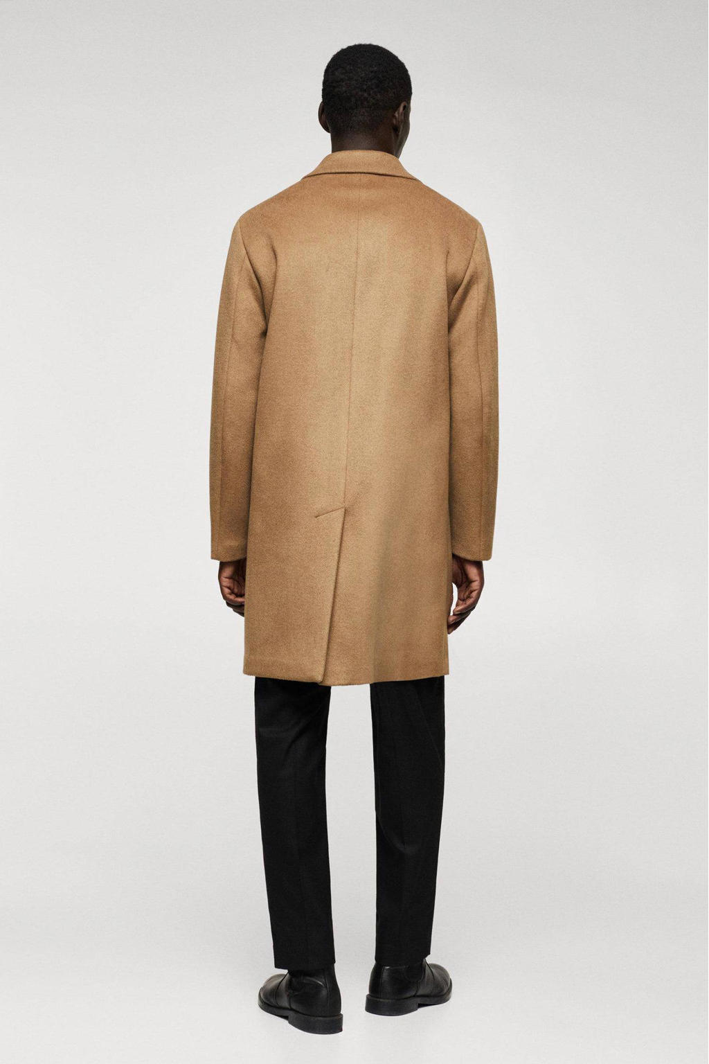 Mango Man jas met wol middenbruin | wehkamp