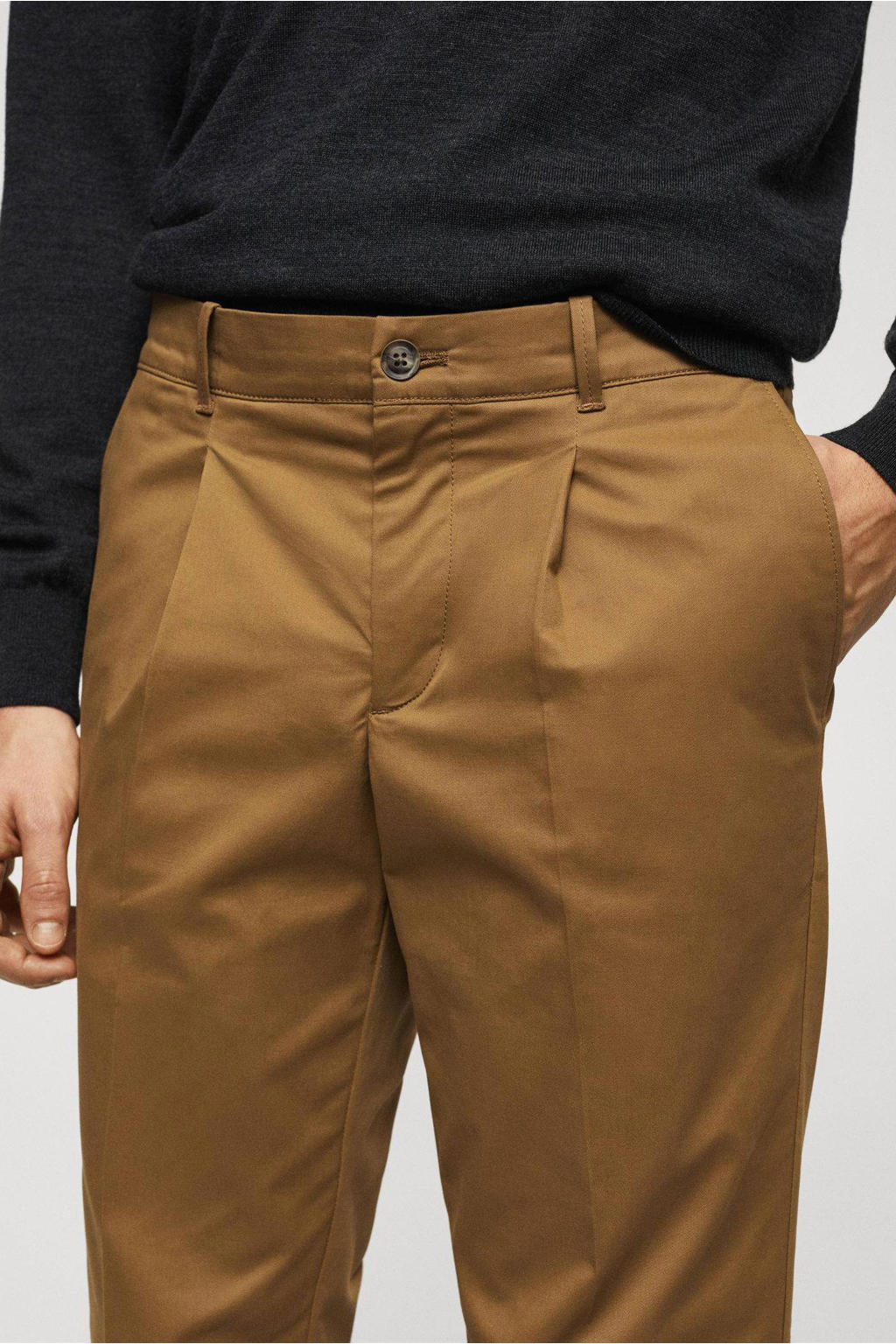 Mango Man slim fit broek midden bruin | wehkamp