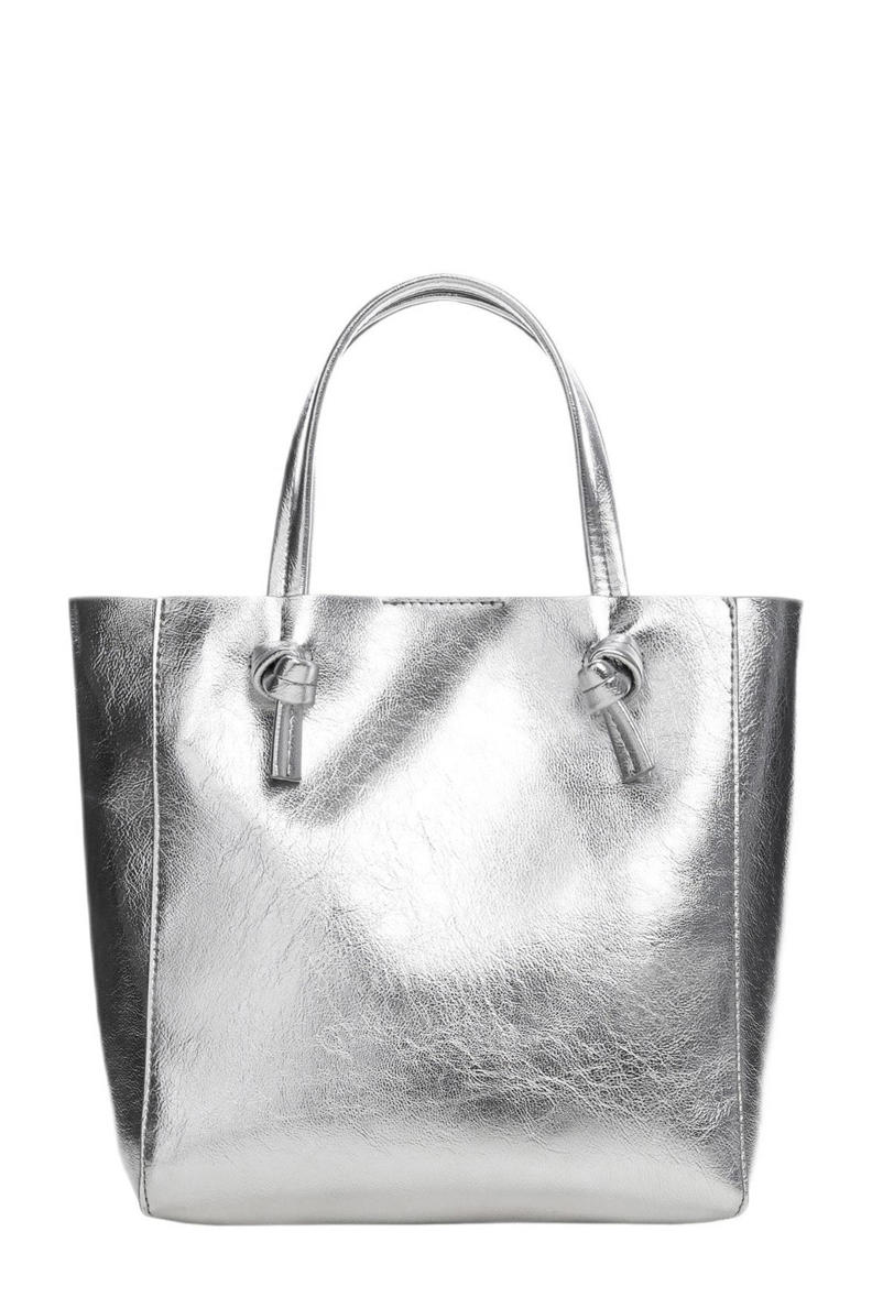 Mango metallic mini shopper zilverkleurig | wehkamp