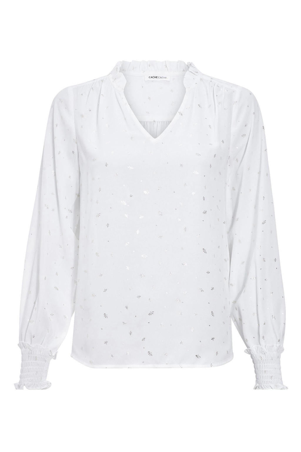 Cache Cache top met all over print en ruches wit | wehkamp