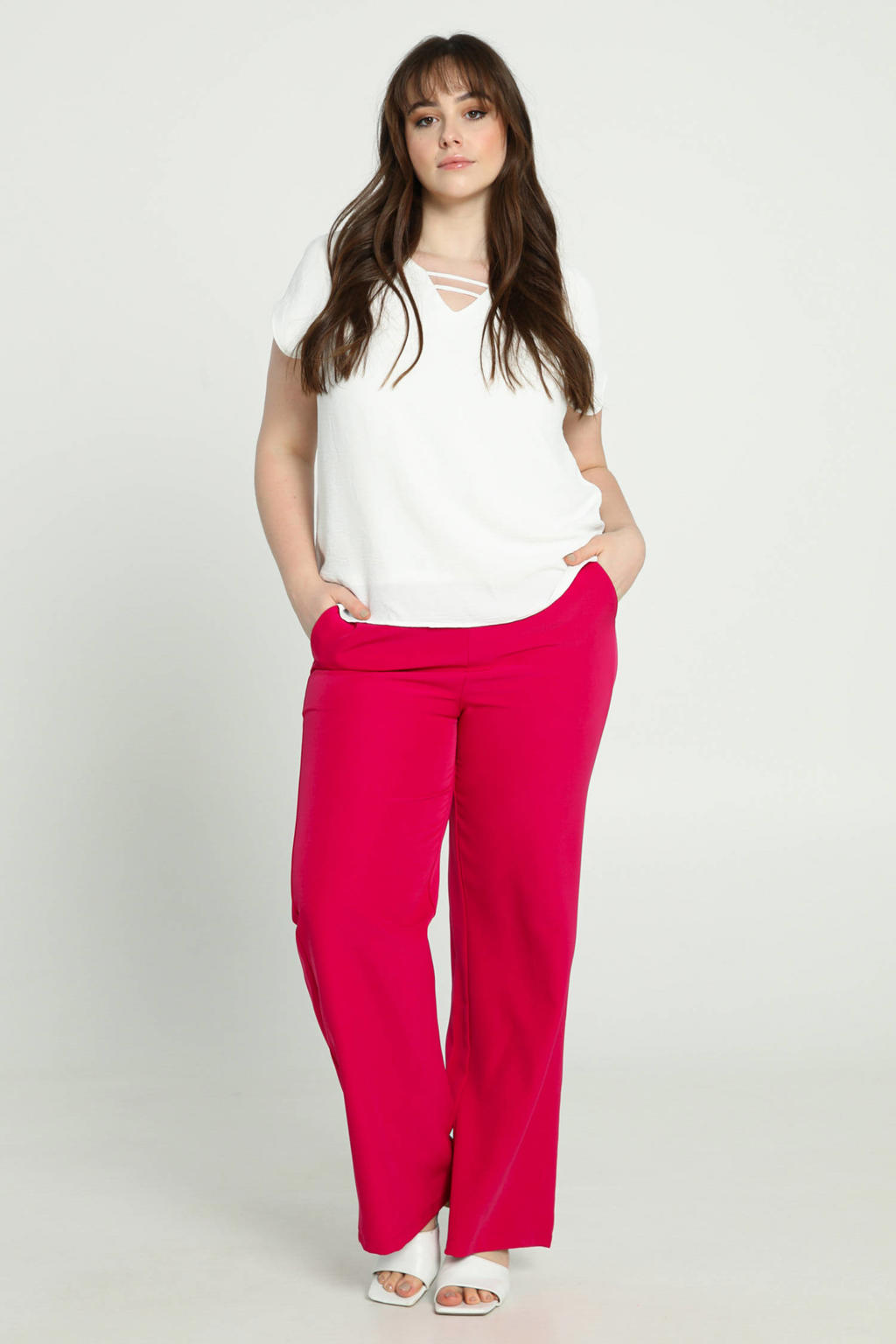 PROMISS straight fit broek fuchsia | wehkamp