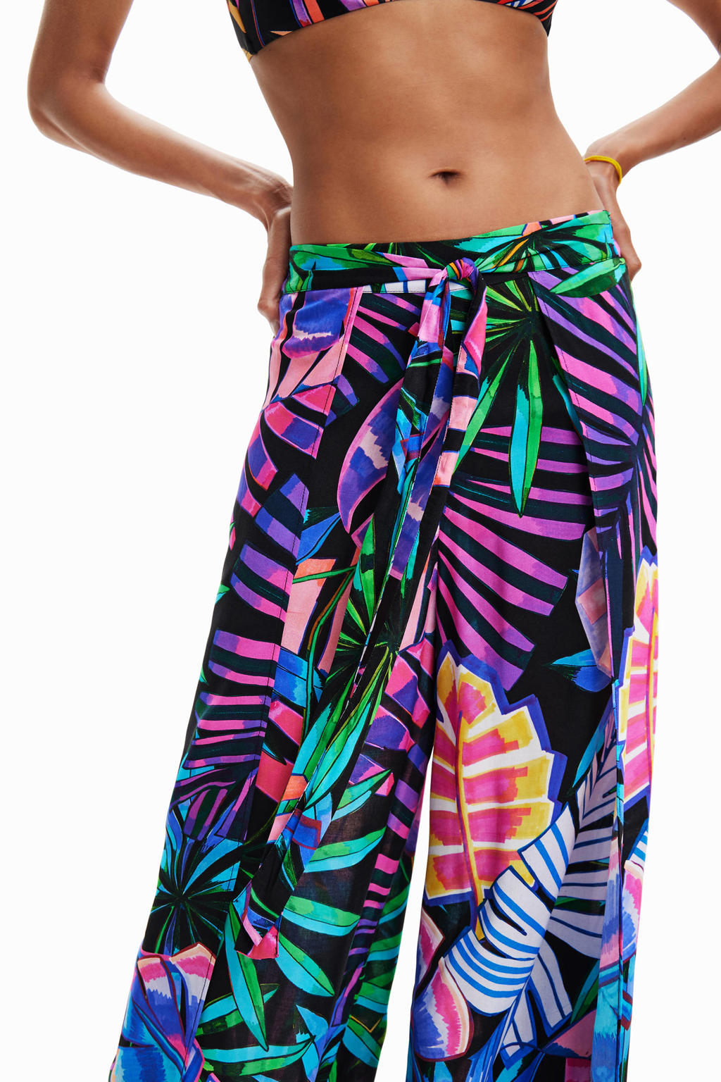 Desigual wikkelbroek zwart/blauw/roze | wehkamp