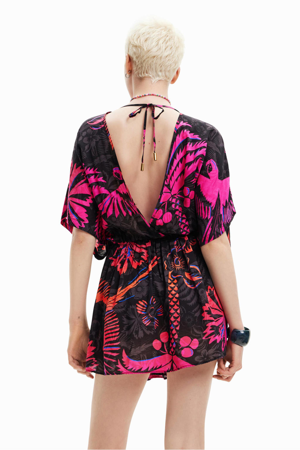 Desigual strandtuniek fuchsia/zwart/rood | wehkamp