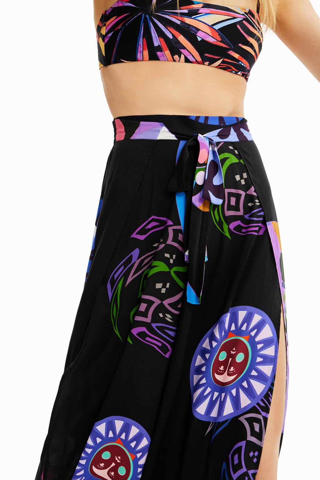 Desigual wikkelbroek zwart/paars | wehkamp