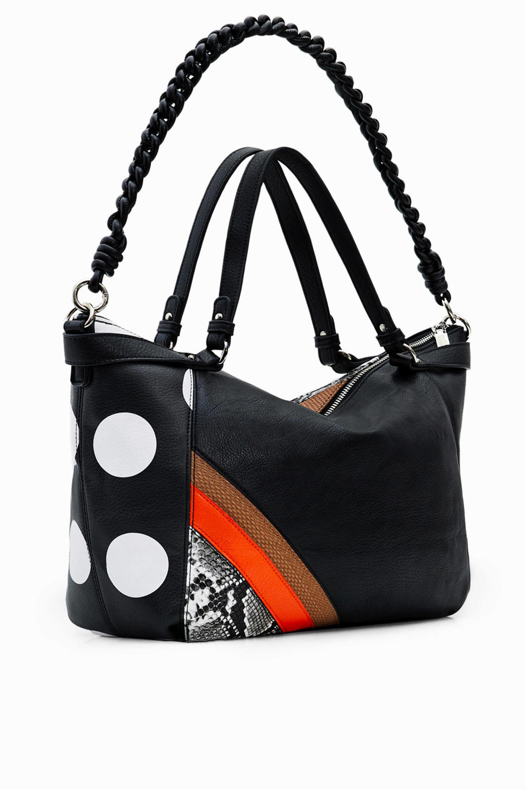 Desigual schoudertas met patchwork zwart | wehkamp