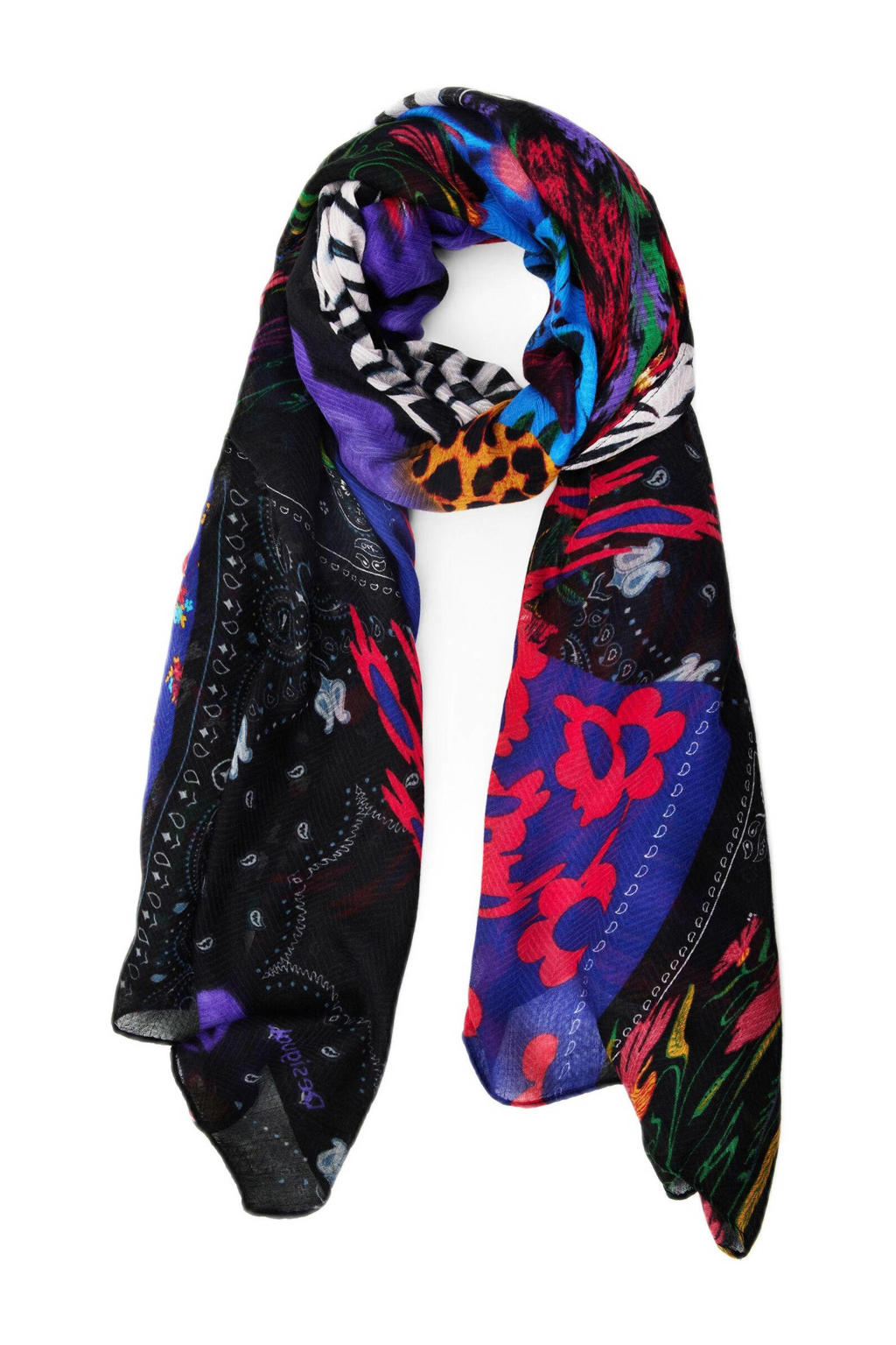 Desigual sjaal met all-over print zwart/multi | wehkamp