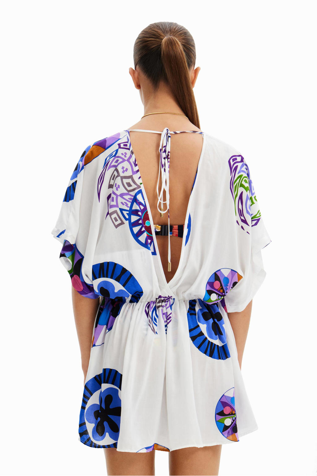 Desigual strandtuniek wit/blauw | wehkamp