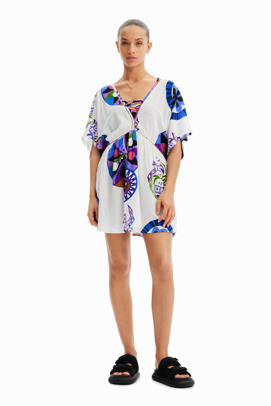 Desigual strandtuniek wit/blauw | wehkamp