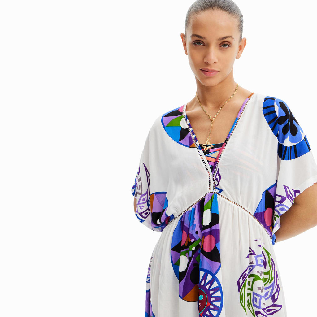Desigual strandtuniek wit/blauw | wehkamp
