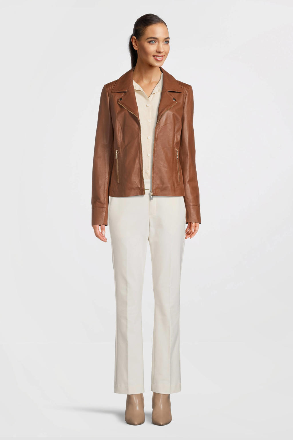 Studio AR by ARMA leren jas zomer KENDALL Sheep Denvey bruin | wehkamp