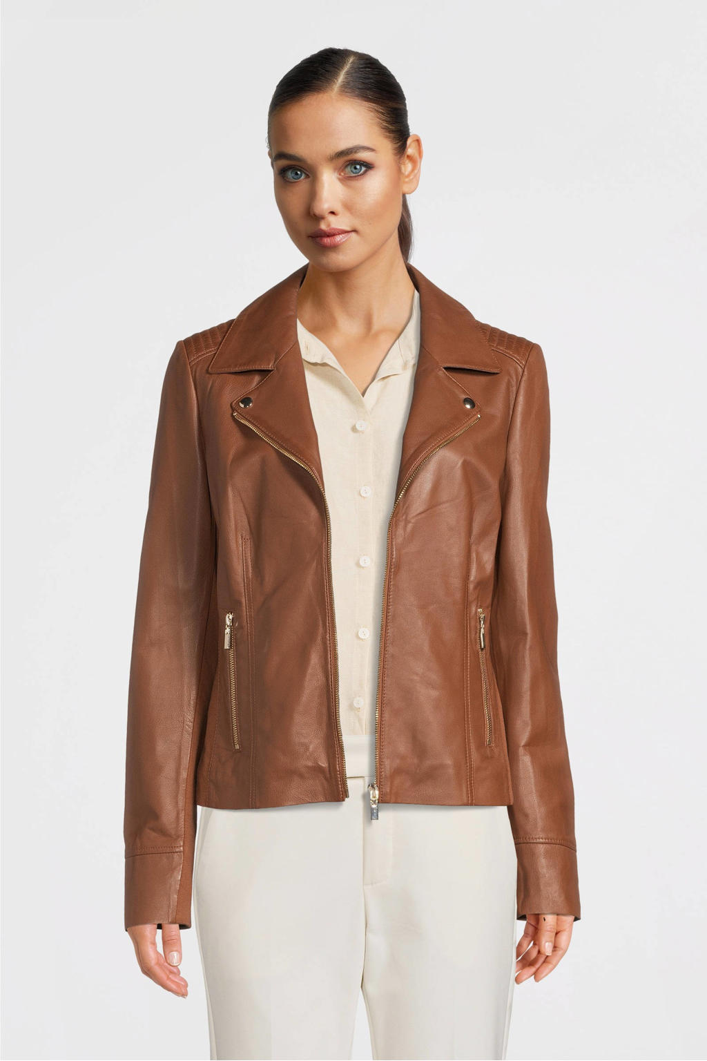 Studio AR by ARMA leren jas zomer KENDALL Sheep Denvey bruin | wehkamp