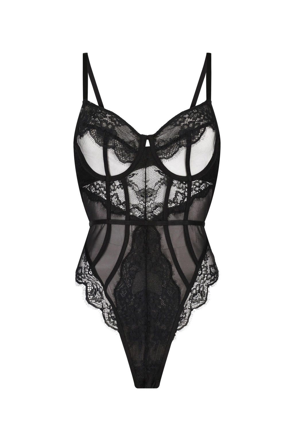Hunkemöller stringbody met beugel Brie zwart | wehkamp