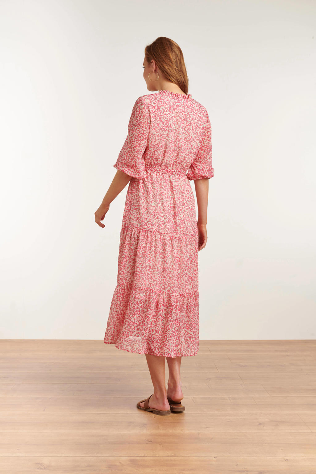 Smashed Lemon gebloemde trapeze jurk Lida ivoor/roze | wehkamp