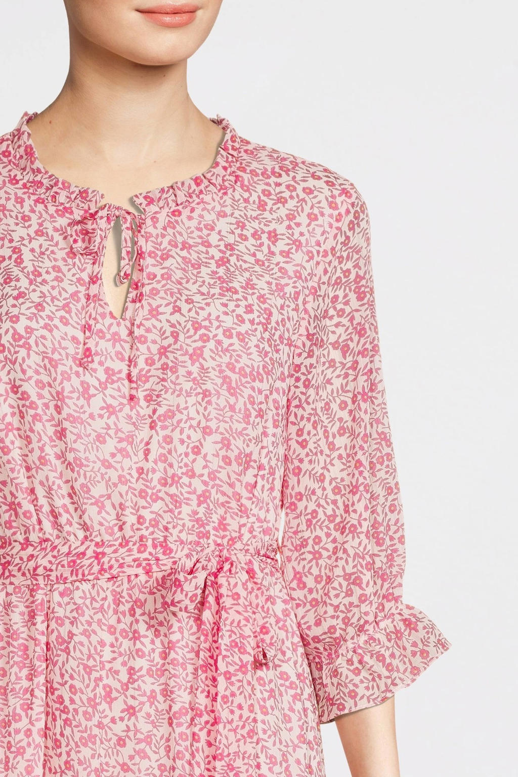 Smashed Lemon gebloemde trapeze jurk Lida ivoor/roze | wehkamp