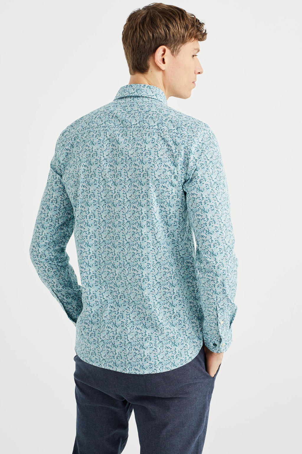 WE Fashion tall fit overhemd met all over print dusty blue | wehkamp