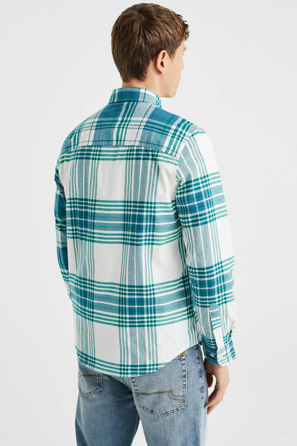 WE Fashion geruit regular fit overhemd ice green | wehkamp