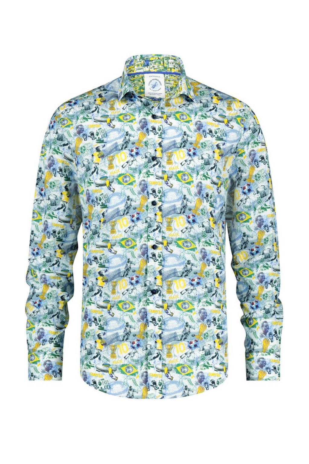 A fish named Fred slim fit overhemd met all over print yellow | wehkamp