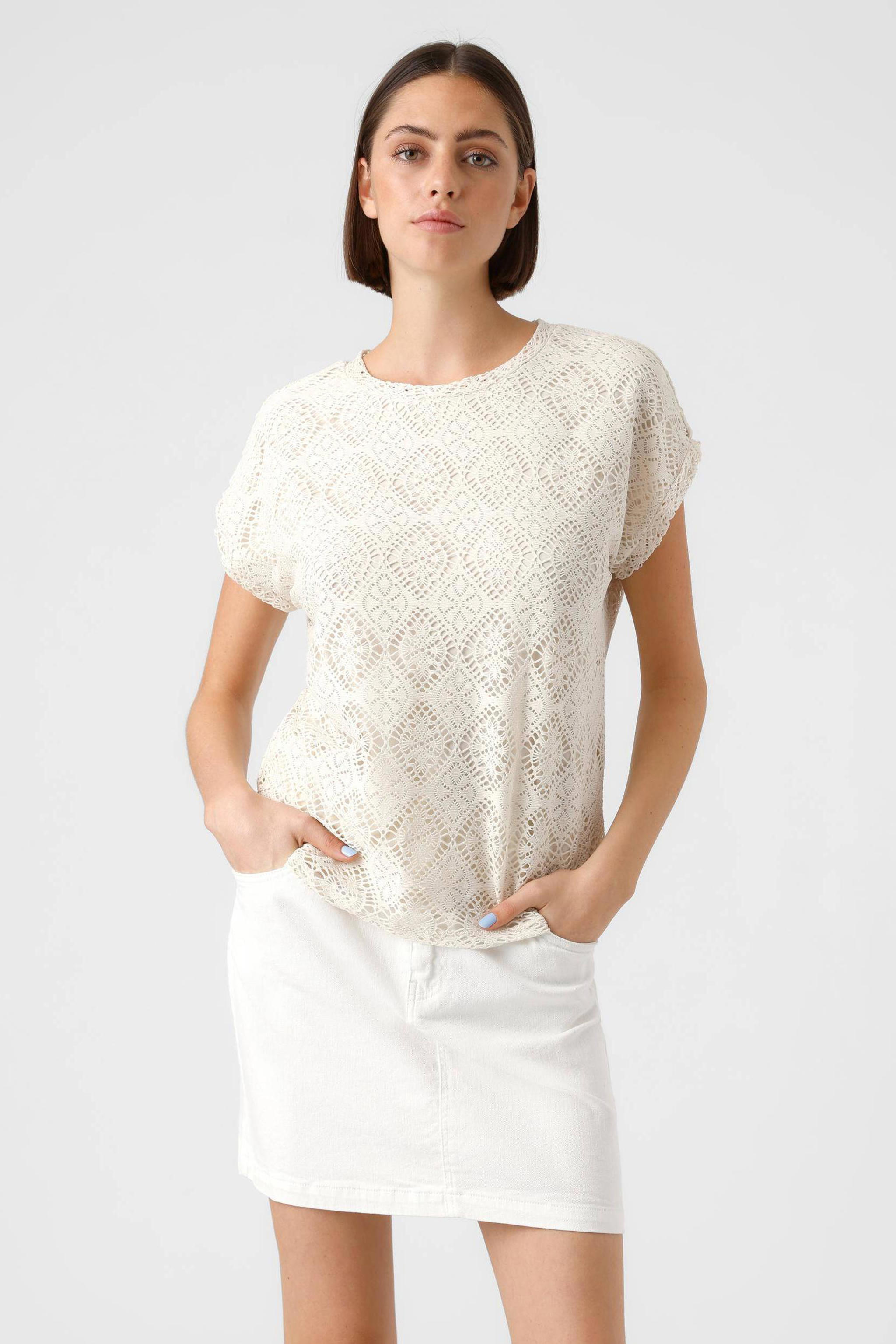 VERO MODA semi-transparante top VMMAYA ecru | wehkamp