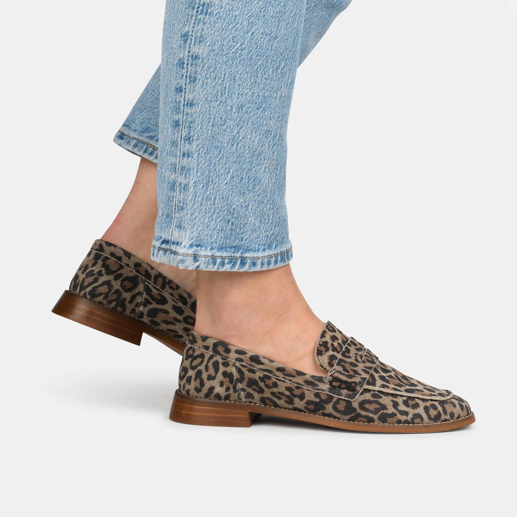 PS Poelman Vorde leren loafers met panterprint bruin | wehkamp