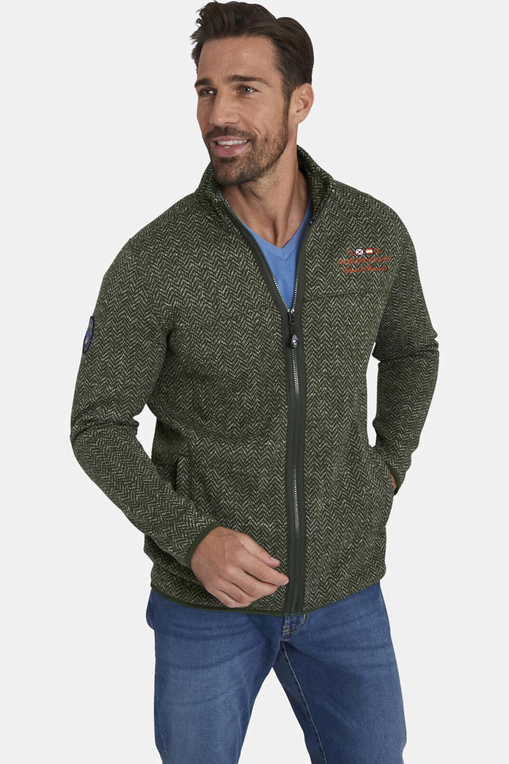 Jan Vanderstorm vest KOLMUND Plus Size met all over print olijf | wehkamp