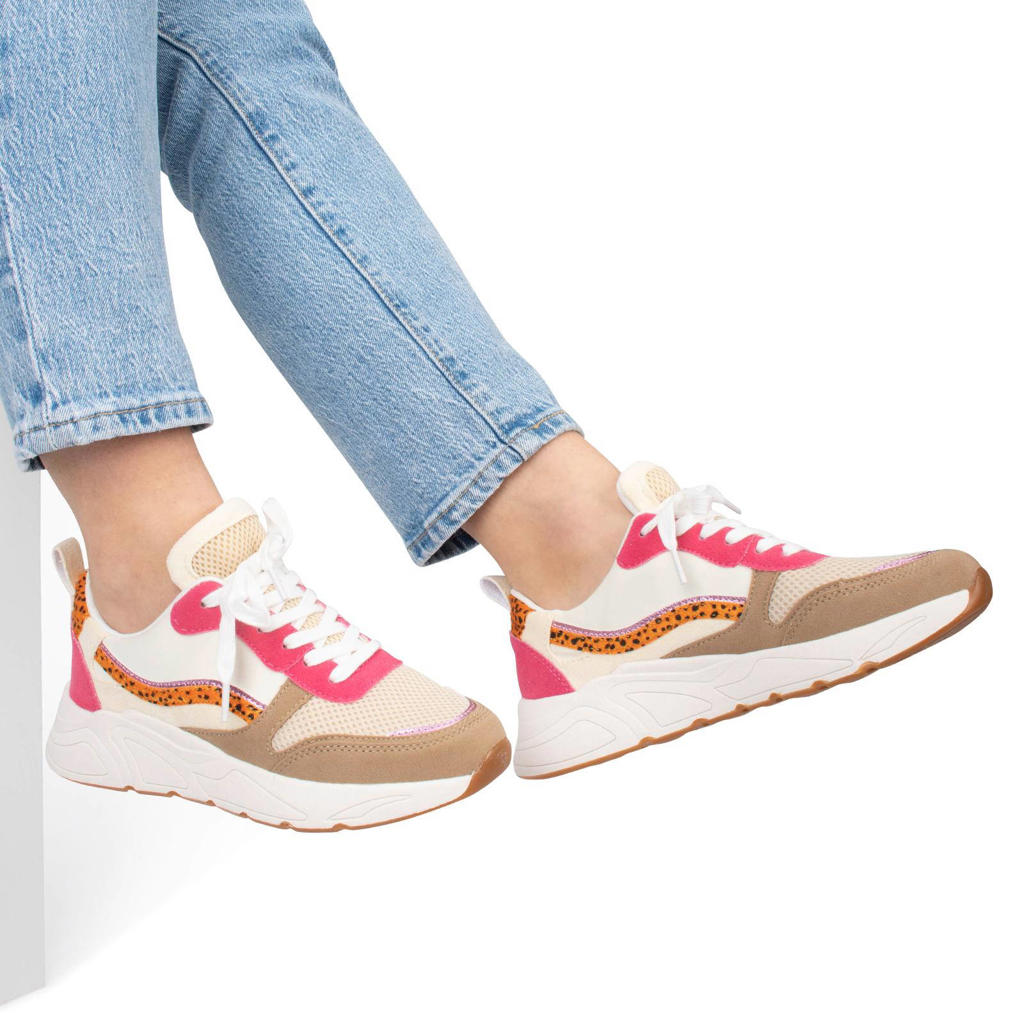 POSH by Poelman Carocel chunky sneakers beige/roze | wehkamp