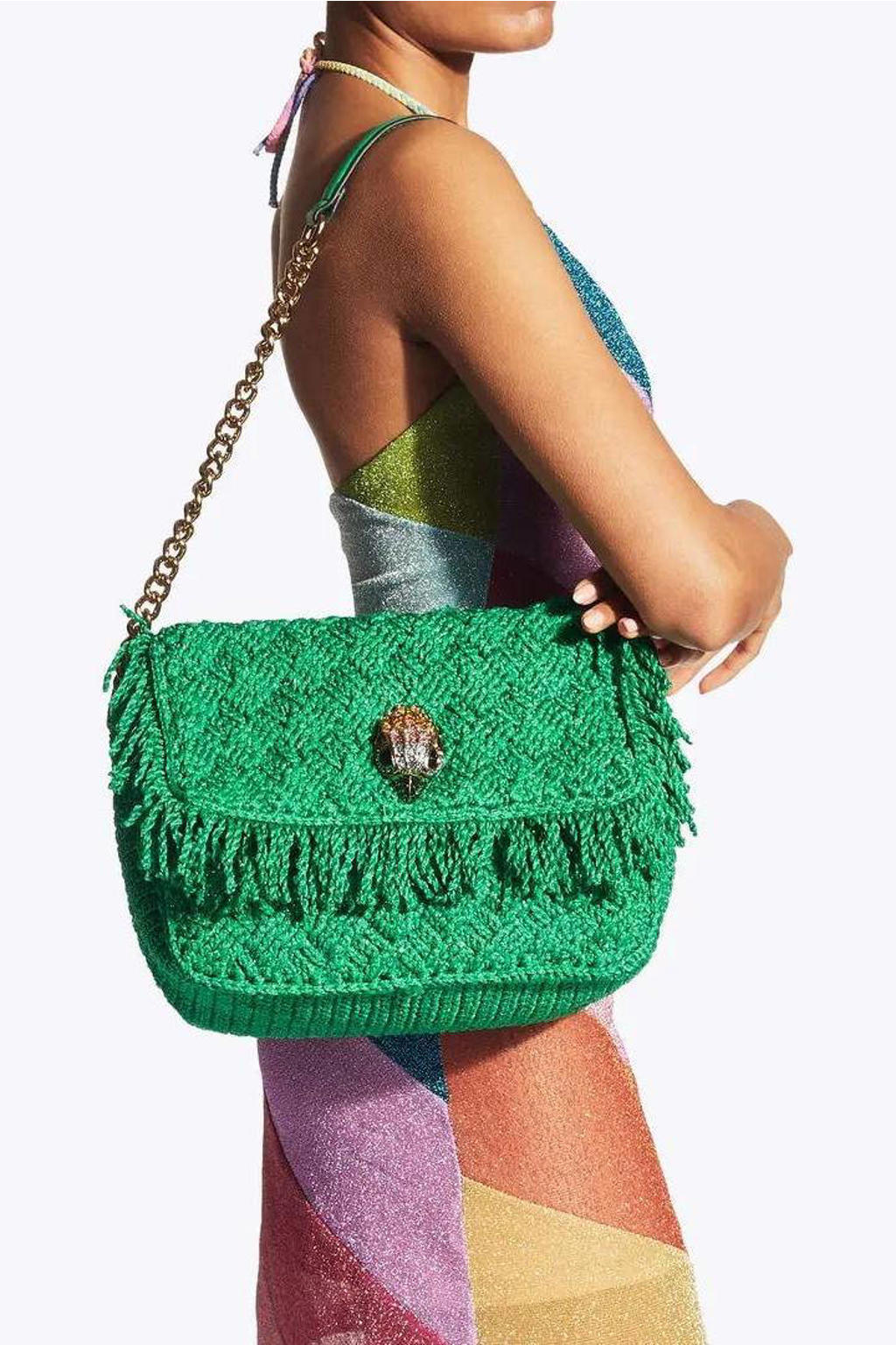 Kurt Geiger crossbody tas Crochet Fringe Kensington groen | wehkamp