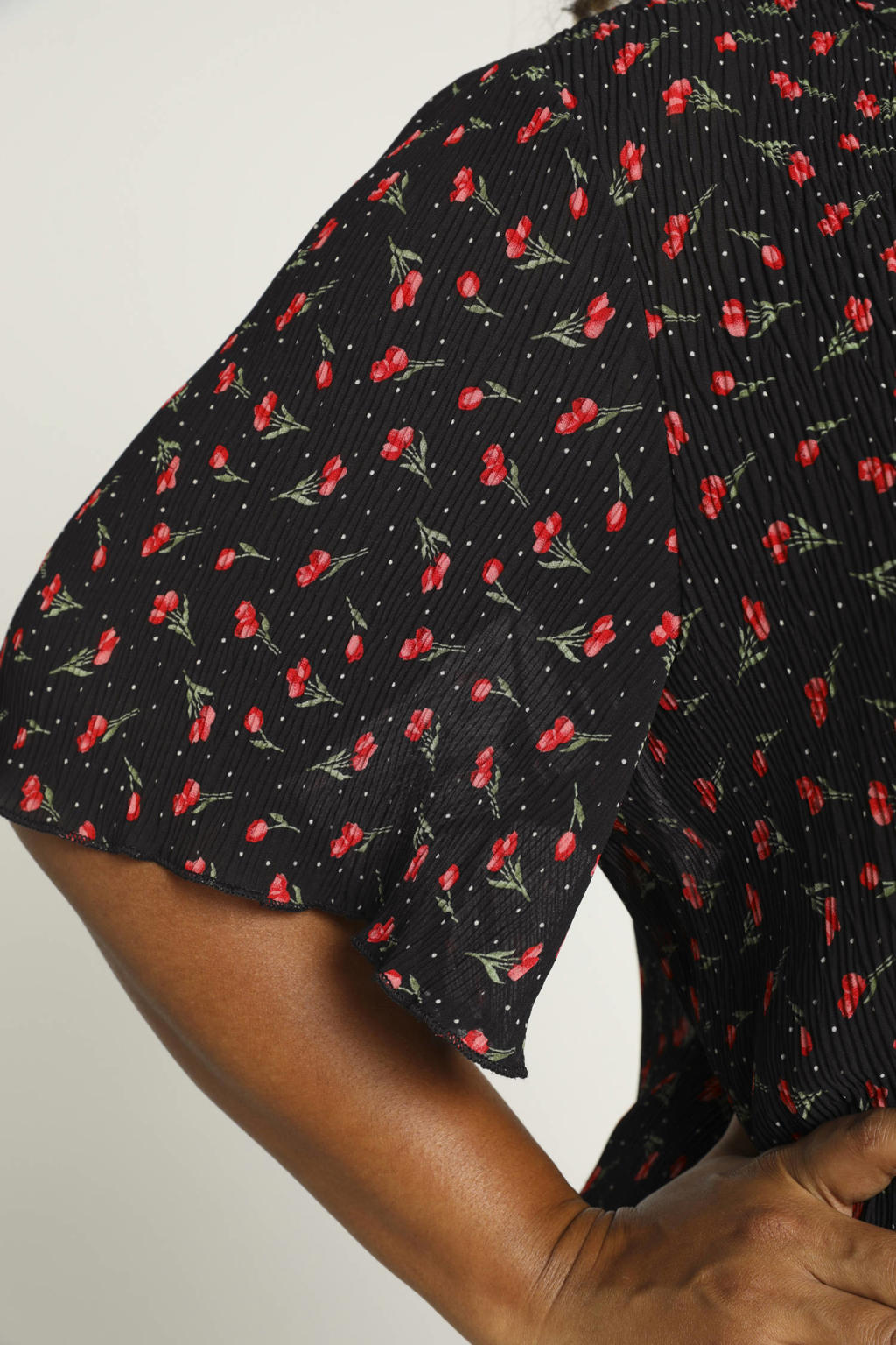 Paprika gebloemde top zwart/rood/groen | wehkamp