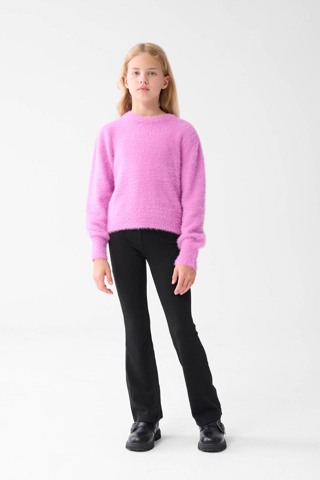 Shoeby rib flared broek zwart | wehkamp