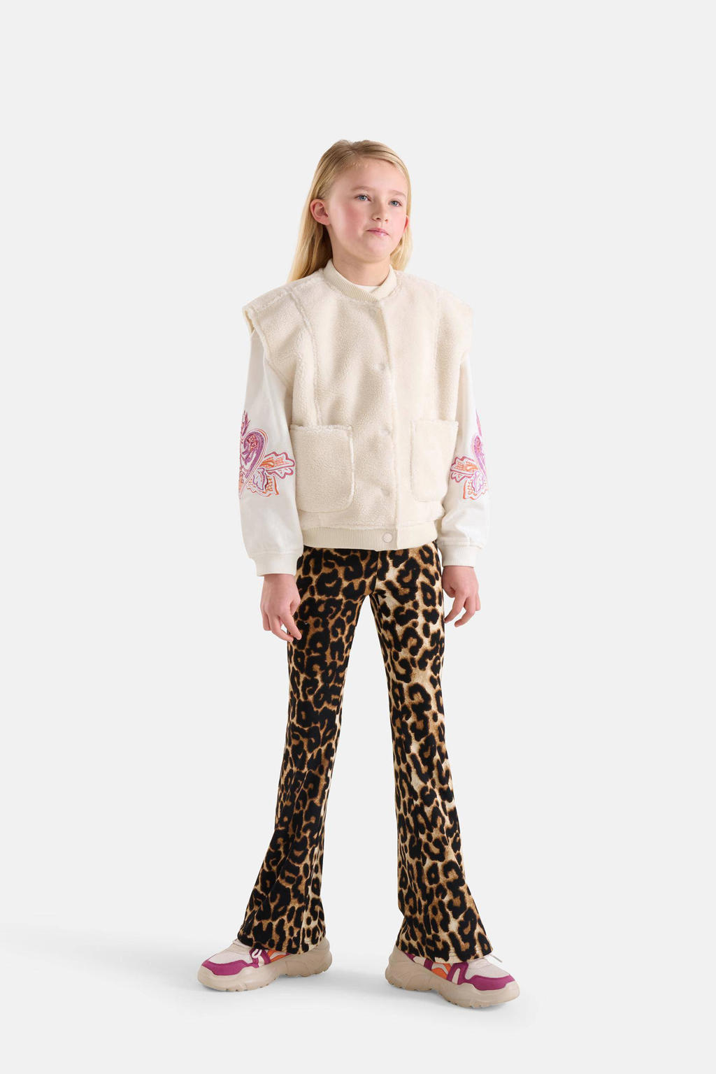 Shoeby flared broek met panterprint bruin/zwart | wehkamp