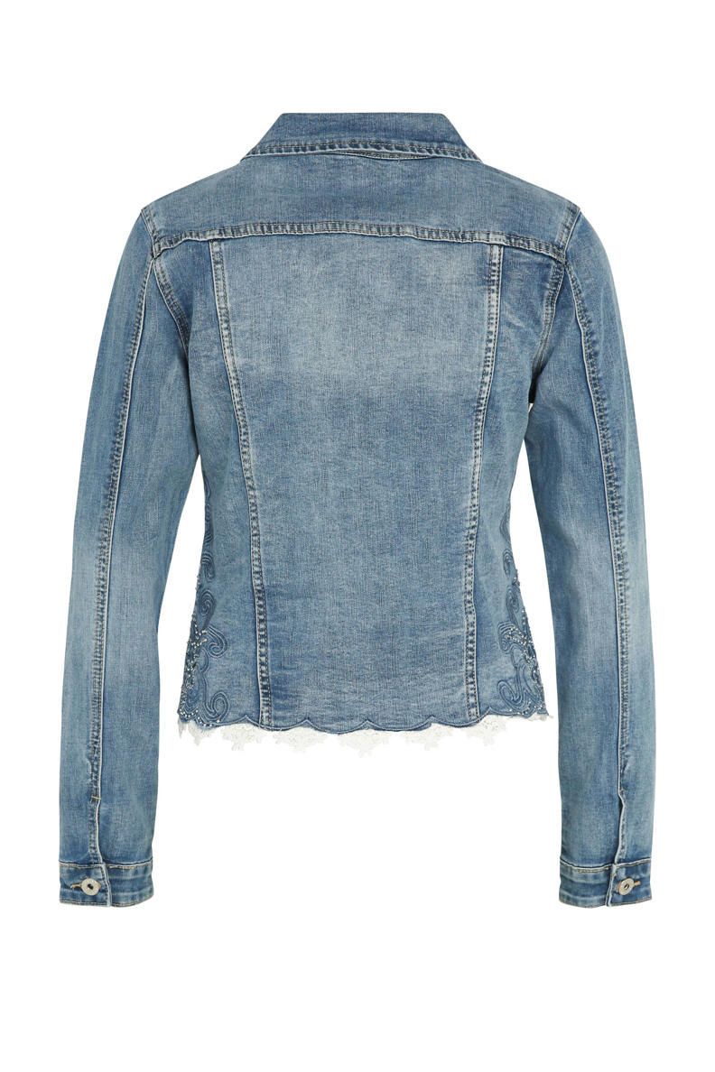 Cassis spijkerjasje met kant medium blue denim | wehkamp