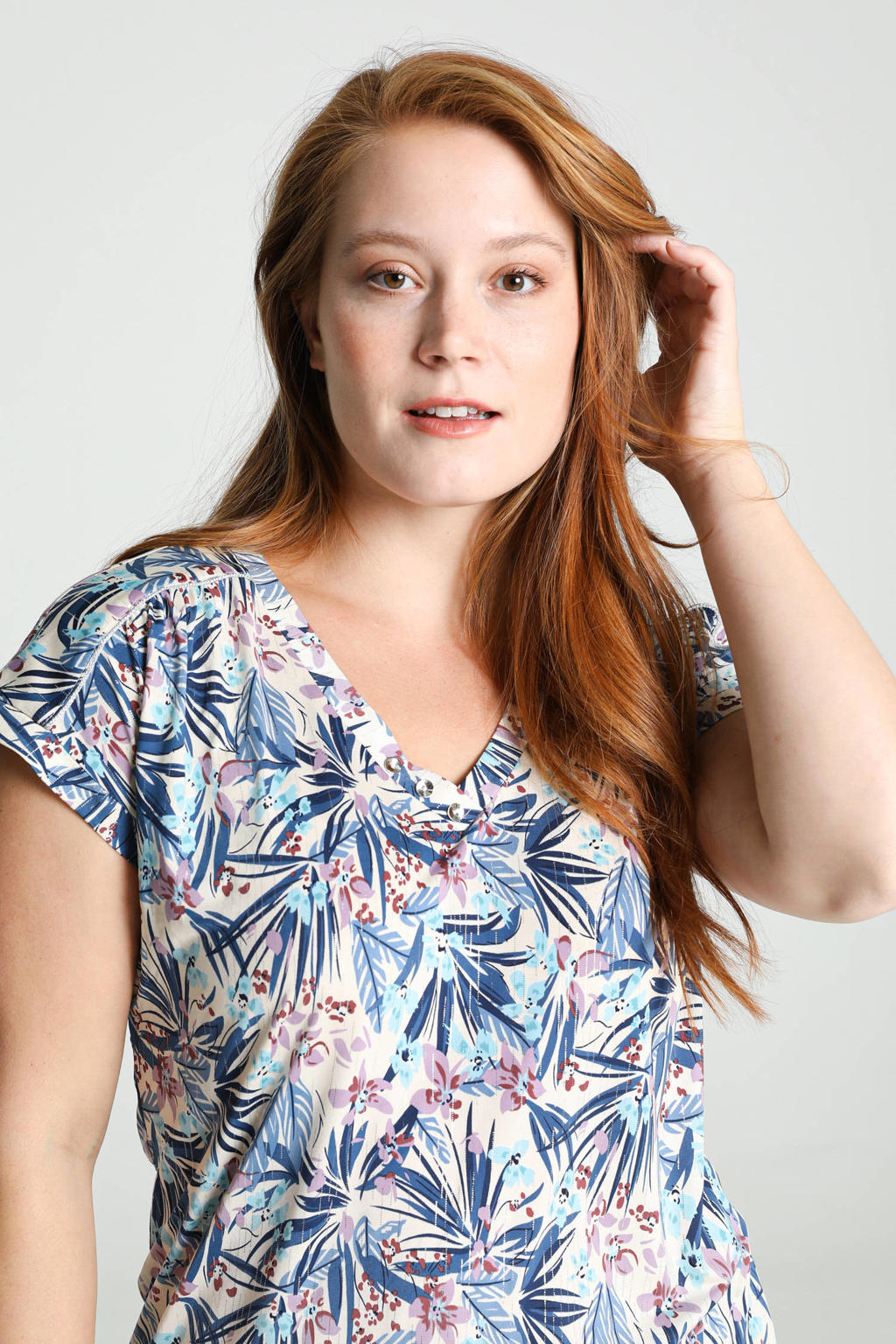 Cassis Top Met All Over Print Ecru Blauw Paars Wehkamp
