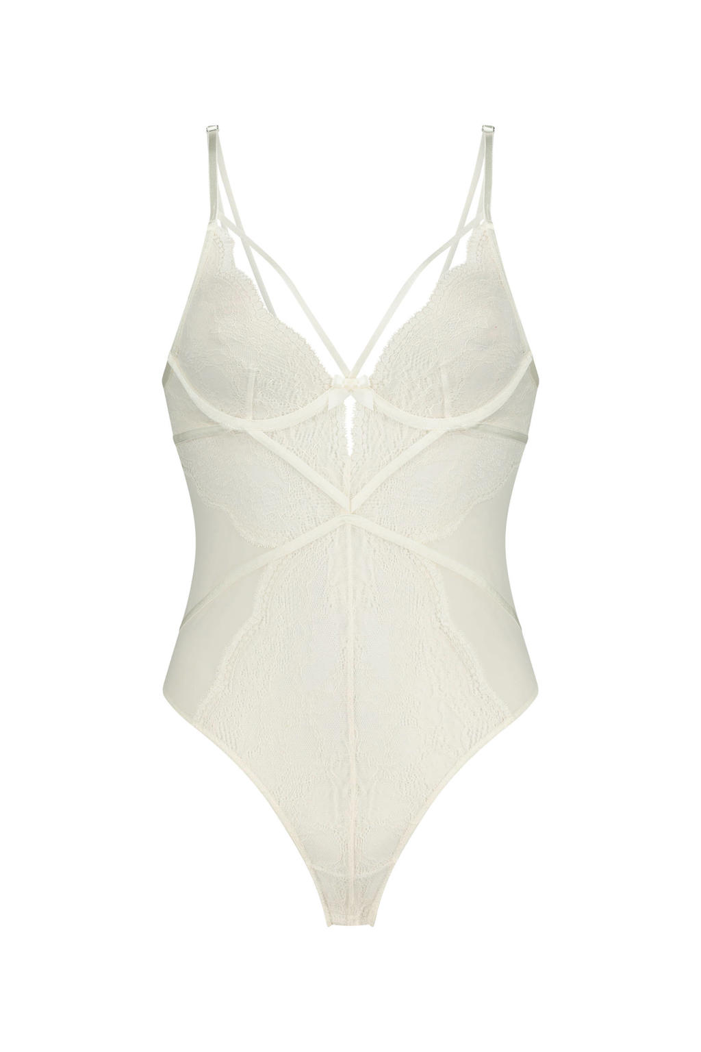 Hunkemöller niet-voorgevormde stringbody met beugel Isabelle wit | wehkamp