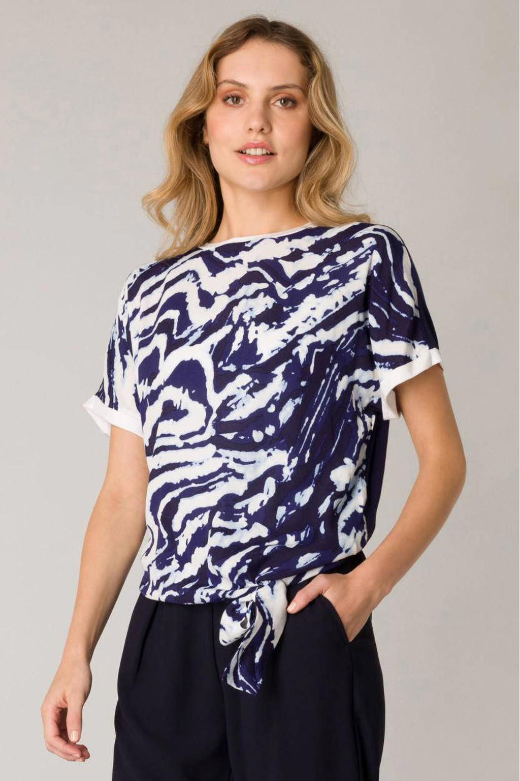 Yest T-shirt met all over print donkerblauw/wit | wehkamp
