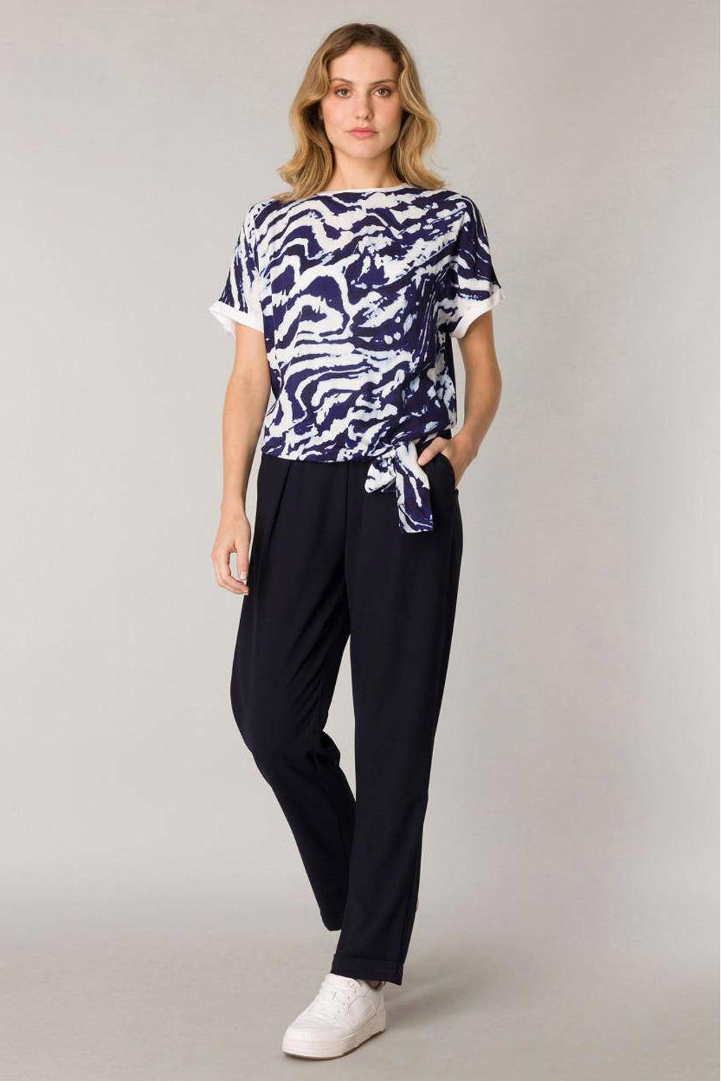 Yest T-shirt met all over print donkerblauw/wit | wehkamp