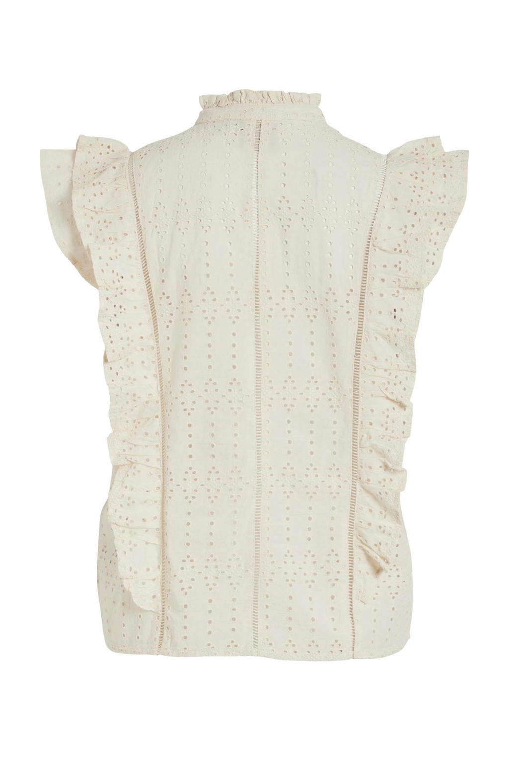 Rouge by Vila blouse VICORA met ruches met broderie offwhite | wehkamp