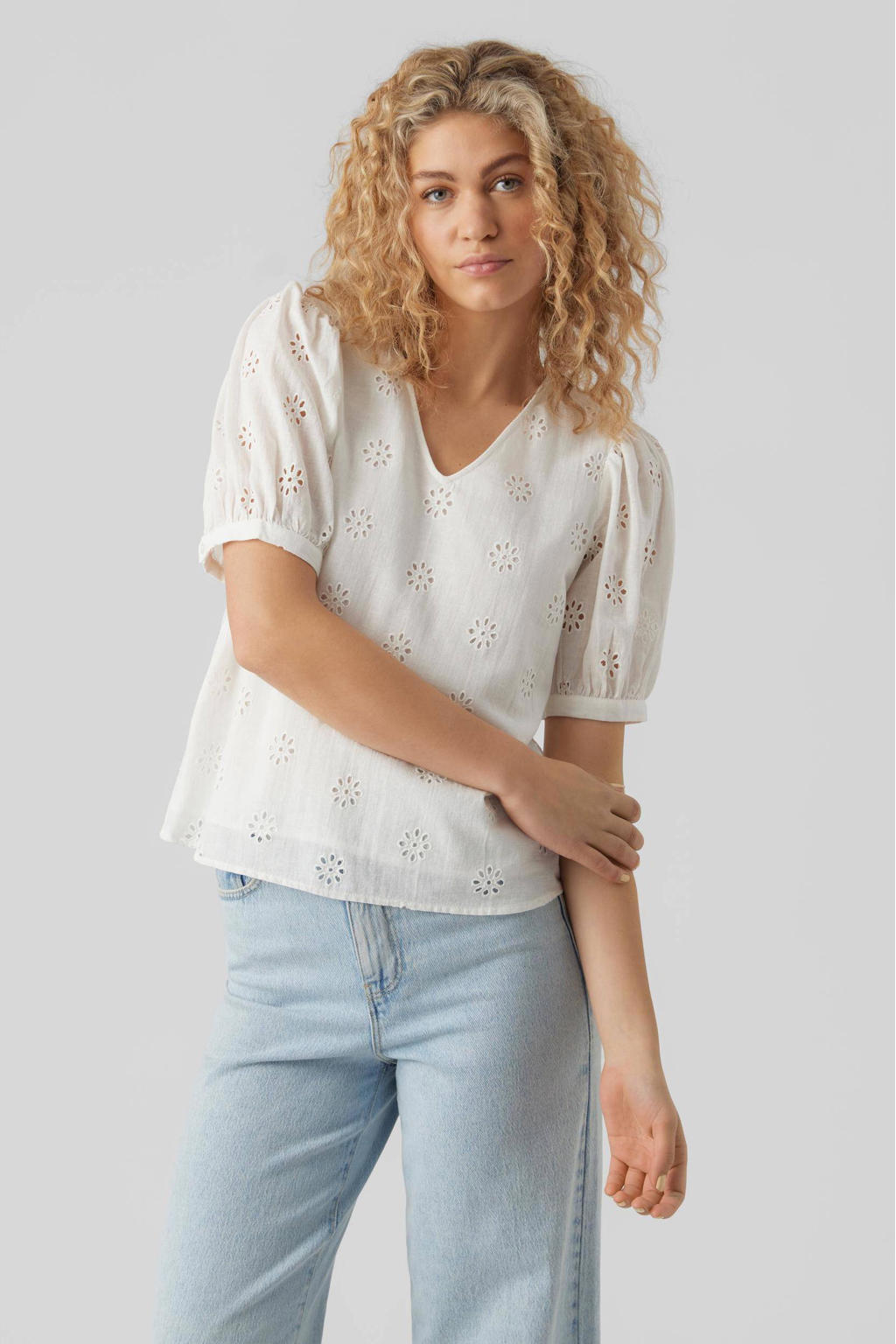VERO MODA top VMMAJA met broderie wit | wehkamp