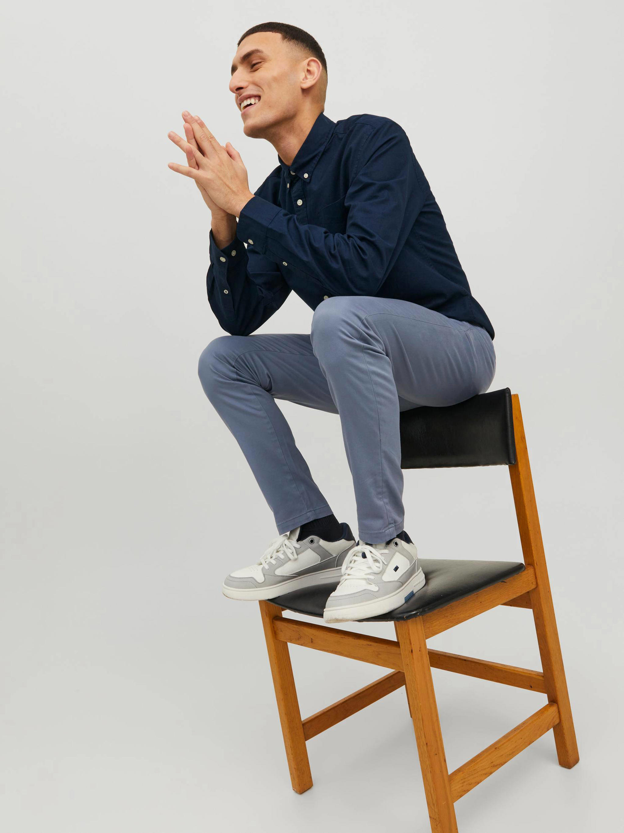 JACK & JONES PANTS STUDIO slim fit broek JPSTMARCO flint stone | wehkamp