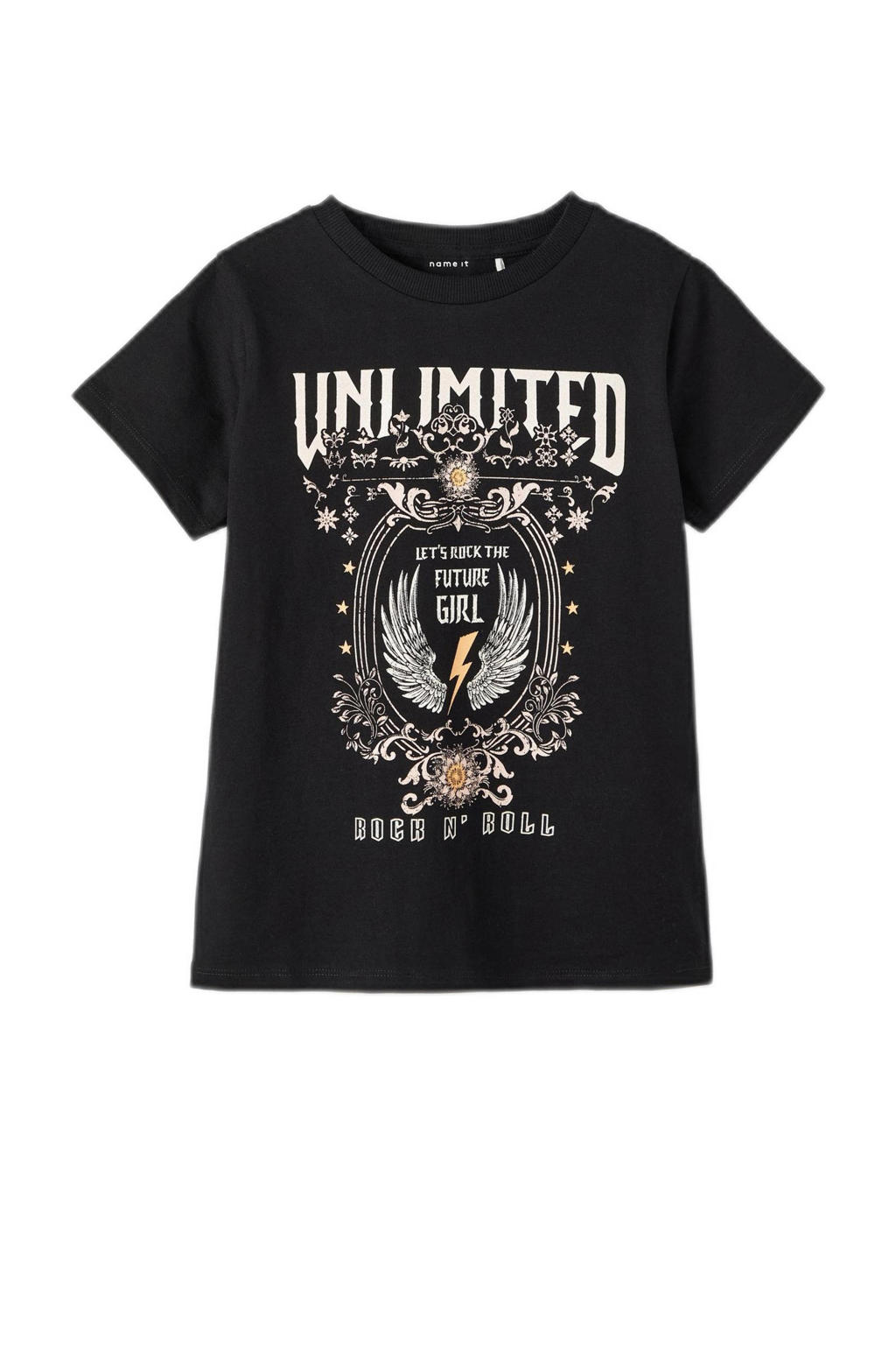 NAME IT KIDS T-shirt NKFBALIS met printopdruk black | wehkamp