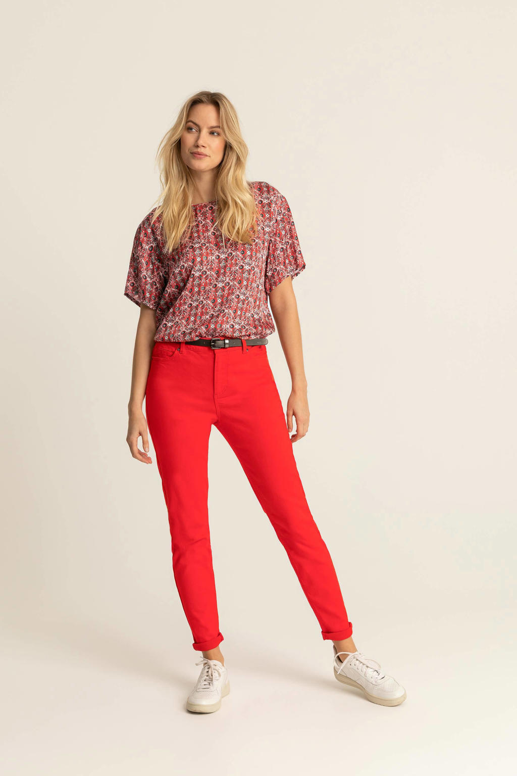 Expresso cropped slim fit broek rood | wehkamp