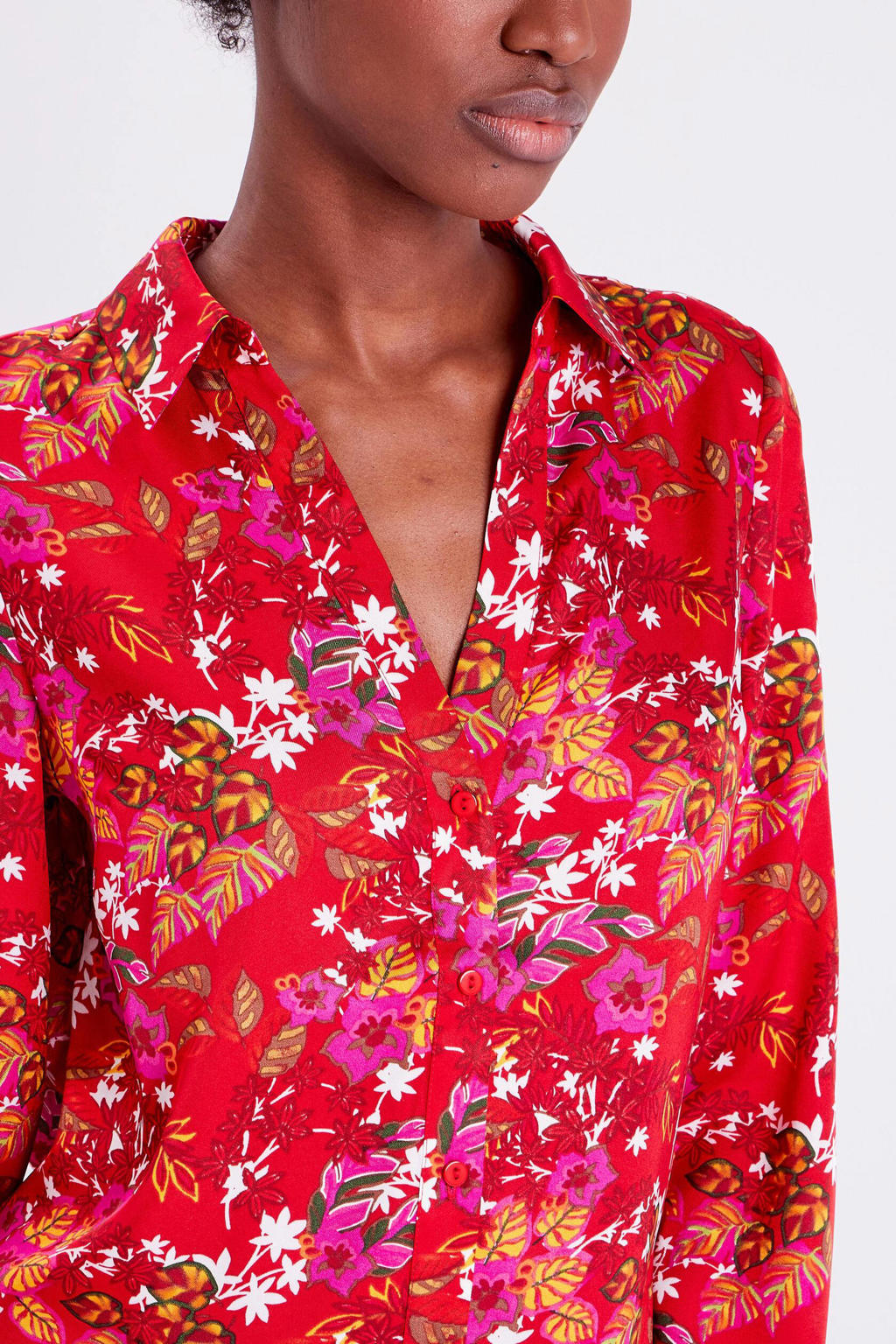 Cache Cache gebloemde blouse rood/ fuchsia | wehkamp