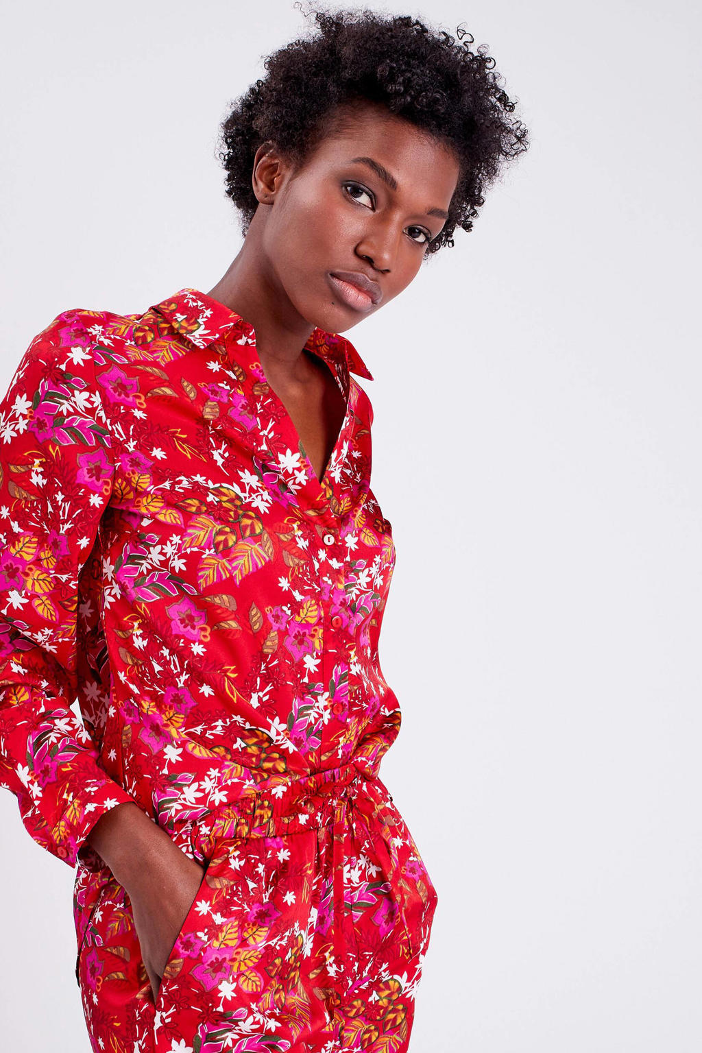 Cache Cache gebloemde blouse rood/ fuchsia | wehkamp