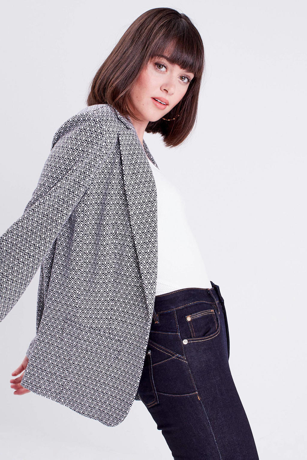 Cache Cache blazer met all over print zwart/wit | wehkamp