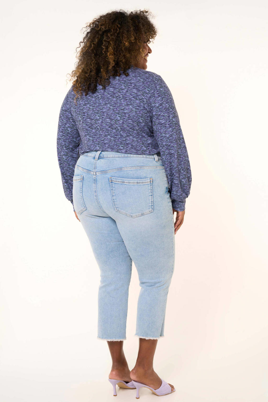MS Mode cropped straight fit broek light blue denim | wehkamp