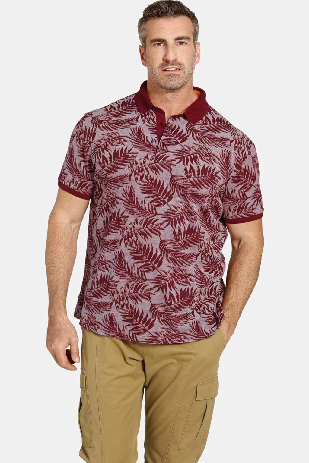 Charles Colby oversized polo EARL ANGUS Plus Size met all over print ...